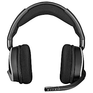 Corsair VOID RGB ELITE Wireless Premium Gaming Headset with 7.1 Surround Sound, Silver Edition (Microfiber Mesh Fabric, Omnidirectional Microphone, Up to 40ft of Range, On-Ear Controls, RGB Lighting)