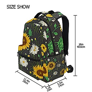 Sunflowers and Chamomile Flowers Laptop Backpack 16 Inch Large Backpack for Women Men School Business Work Travel Backpack