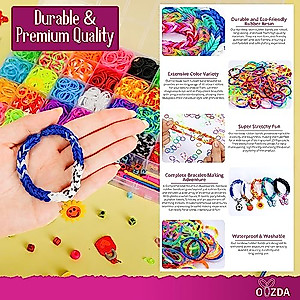 OOZDA 1800+ Rubber Band Bracelet Kit with a Metal Crochet Hook, 28 Colors Loom Bracelet Making Kit for Kids, Loom Bands Kit with Accessories for Girls & Boys