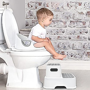 Potty Training Seat with Step Stool for Kids Potty Training Toddler Toilet Seat Attached To Regular Toilet Seat for Boys Girls Bathroom, 2 Cushions and Hook