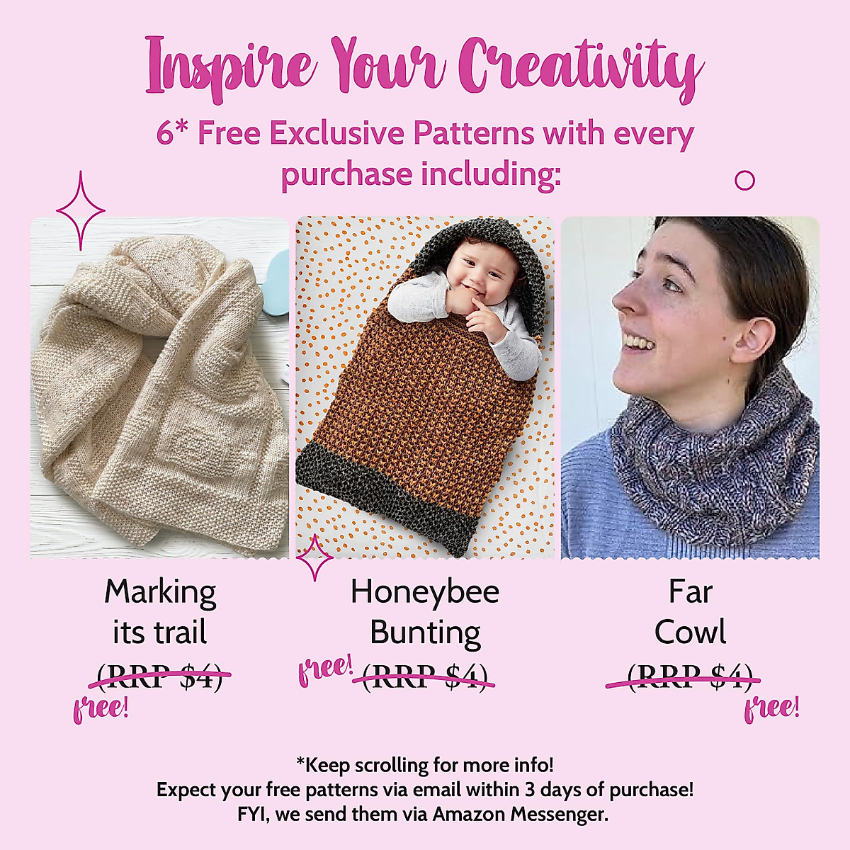 Cotton to The Core Worsted Weight Yarn for Crocheting, 3 Skeins, 654 Yds/300G, Free Patterns - Soft Cotton Yarn for Knitting - #4 Medium Worsted Weight - Grape Purple