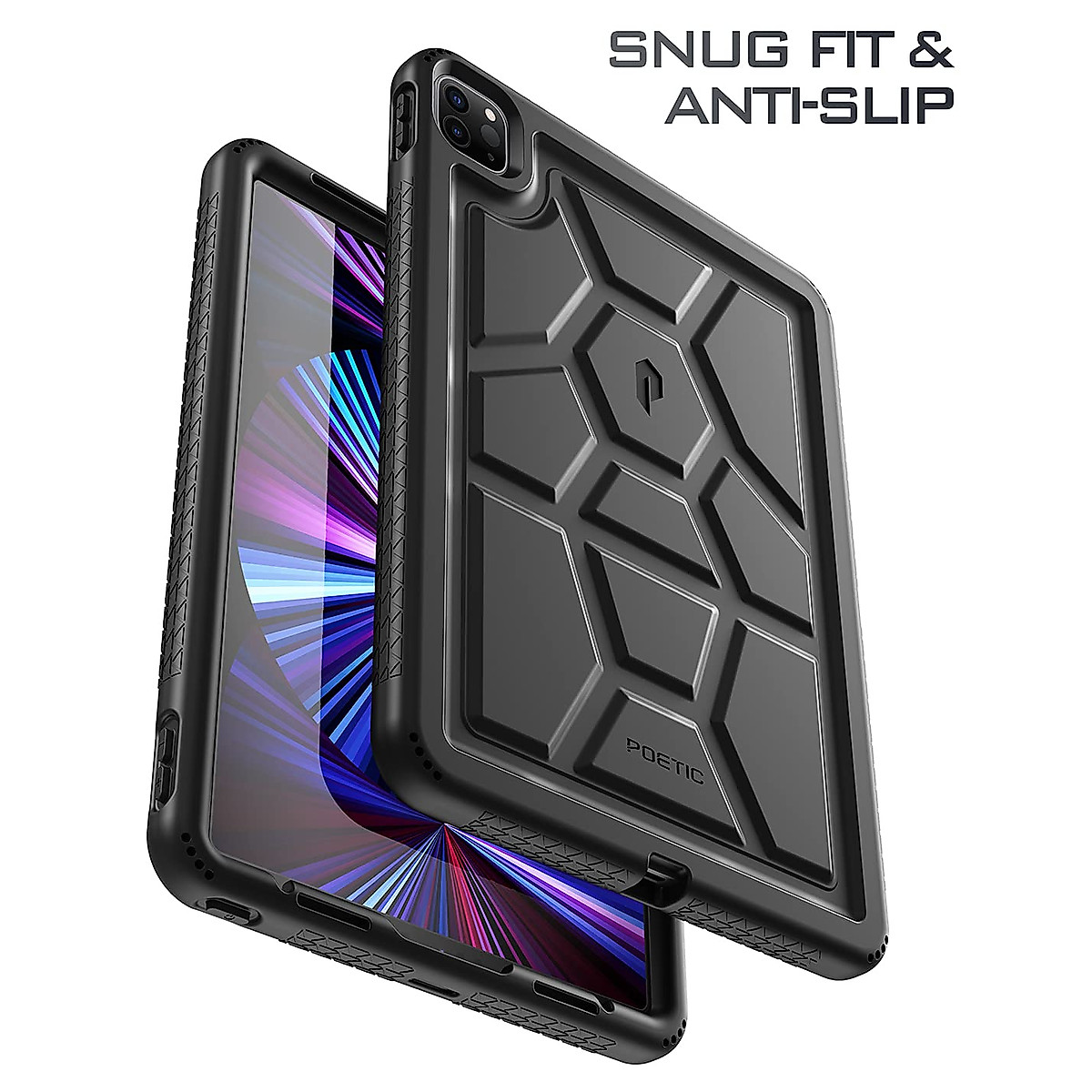 Poetic TurtleSkin Heavy Duty Case Designed for iPad Pro 11 Inch 4th Gen 2022 / 3rd Gen 2021 / 2nd Gen 2020 / 1st Gen 2018, Rugged Shockproof Drop Protection Kids Friendly Silicone Cover Case, Black