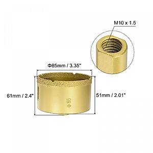 uxcell Brazed Diamond Core Drill Bits 85mm Hole Saws with M10 Arbor Adapter for Porcelain Tile Marble Concrete Stone Brick
