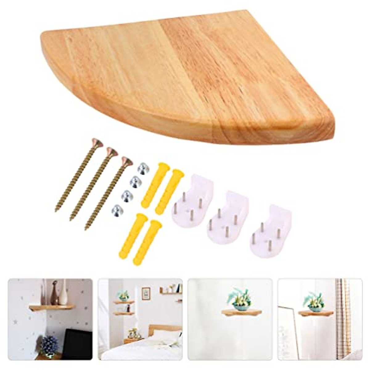 Ipetboom Wall Mounted Shelves 1 Set of Corner Shelf, Corner Wall Shelf Corner Floating Shelves Corner Shelves Wall Mounted Wood Floating Shelves for Home, Radius 15cm Corner Shelf