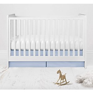 Bacati Solid Crib/Toddler Bed Skirt Dust Ruffle, Blue, 13 inches Drop