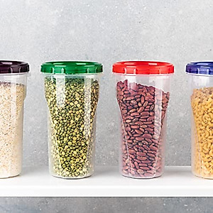 PLASTICPRO 48 Ounce Twist Top Deli Containers Clear bottom With Purple Top Twist on Lids Reusable, Stackable, Food Storage Freezer Container