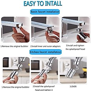 Miweel 2PCS Splash Filter Faucet，720° Faucet Aerator，Faucet Sprayer Attachment with 4-Layer Net Filter, Anti-Splash,Water Oxygen-Enriched Foam