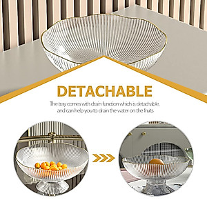 Operitacx PET Fruit Plate Footed Round Pedestal Bowl Clear Snack Nut Tray Appetizer Serving Dish Dessert Candy Display Stand for Kitchen Counter Centerpiece Table Decor (9.8x4.3 inch)