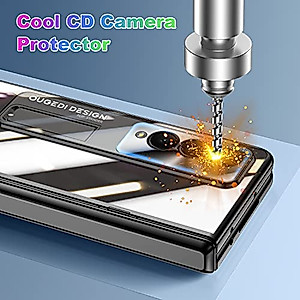 for Samsung Z Fold 3 Case: Electroplated Transparent Plating PC Crystal Clear Phone Case for Galaxy Z Fold 3, Slim Fold 3 Case with Spring Hinge Protector Built-in Kickstand