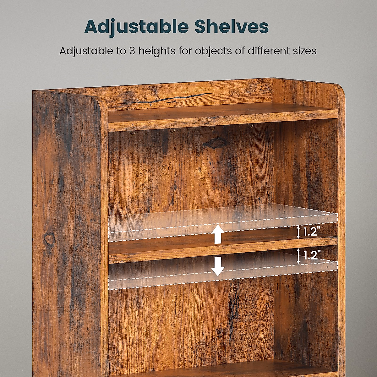 AOGLLATI Tall Night Stand with Charging Station and LED Lights, Nightstand with 3 Drawers, Bedside Table with Bookshelf, Modern End Side Table for Bedroom, Rustic Brown