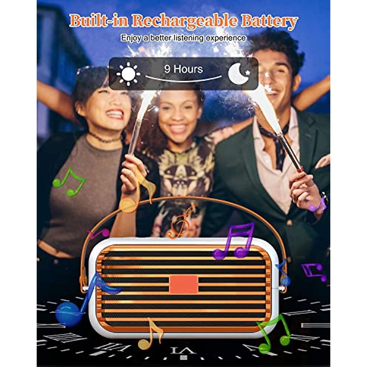 Sunoony Retro Bluetooth Speaker,Vintage Speaker with Dual Speakers, Stereo Lound Vollume, Bluetooth 5.0 Wireless Connection,TF Card,Answering Calls for Kitchen Bedroom Office Outdoor,Gift(White)