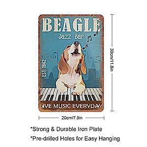 ZZZRSYR Funny Novelty Metal Sign- Beagle Dog Jazz Ba - Retro Wall Decor Gift for Man Cave Home Gate Garden Bars Cafes Office Store Club 8 X 12 INCH