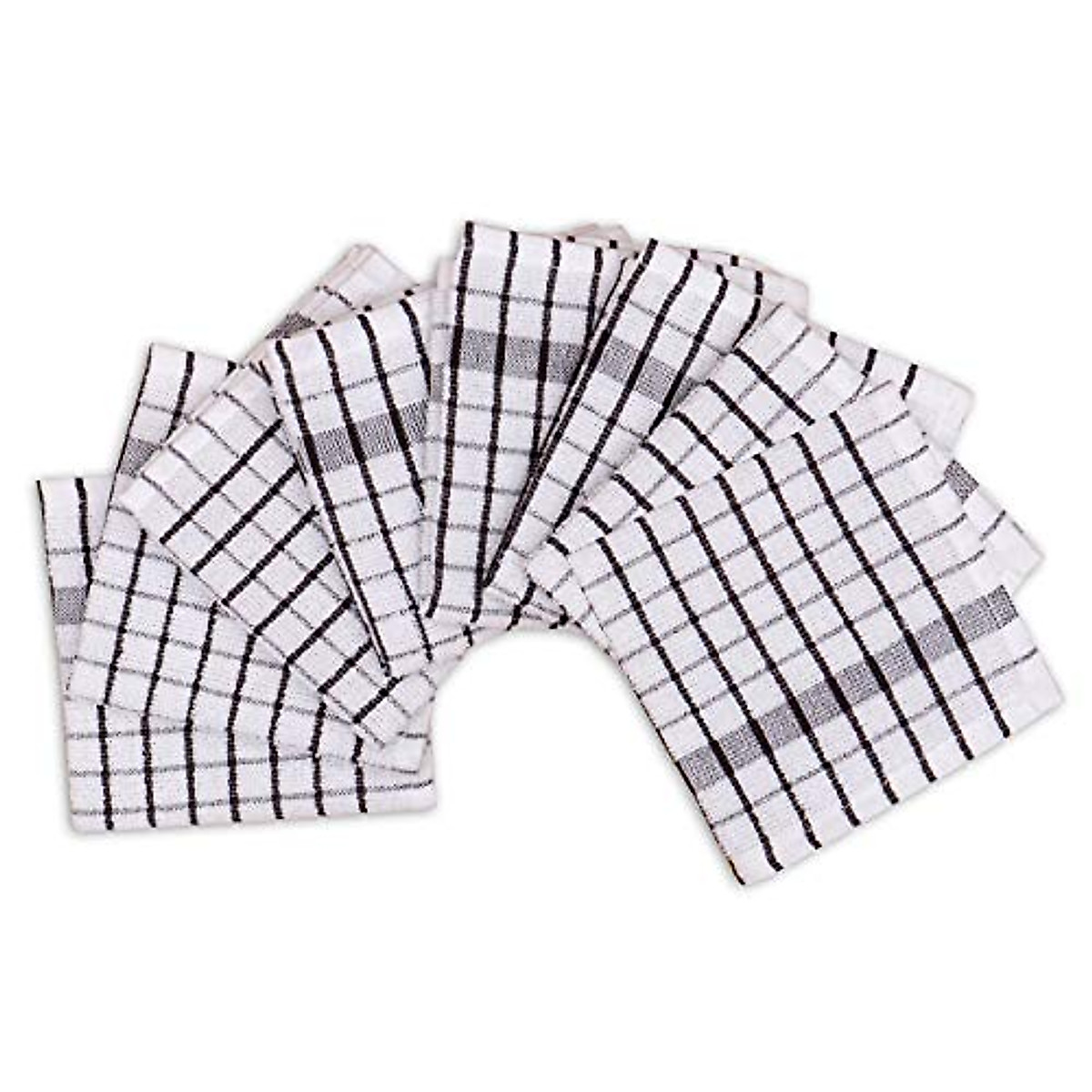 AMOUR INFINI Grid Terry Dish Cloth | Set of 8 | 12 x 12 Inches | Low Lint, Super Soft and Absorbent |100% Cotton Dish Rags | Perfect for Household and Commercial Uses | Charcoal