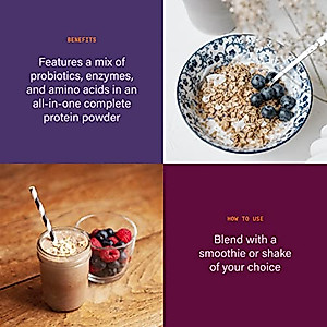 Sun Bay Organics Vanilla Vegan Protein Powder - 1.5 lb of New Vanilla Formula Plant Based Organic 21g Protein Blend Shake Mix - Soy, Dairy, and Gluten Free