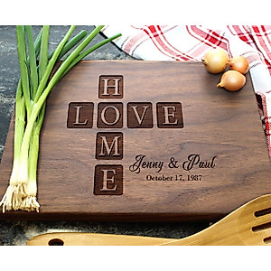 Housewarming Gifts, Personalized Cutting Board for New Home Owner, Couples, Friends, Parents, Unique Anniversary Presents for Mother's day, Thanksgiving, Christmas (3 Woods, 3 Sizes, 12 Design)