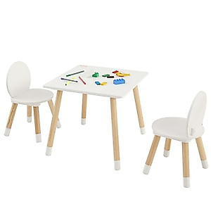 VEVOR Kids Table and Chairs, Toddler Table and Chair Set, Children Wooden Multi-Activity Table for Play, Art, Craft, Reading, Learning, Eating, 1 Table and 2 Chairs