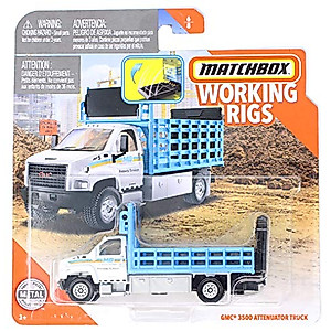 Matchbox Working Rigs GMC 3500 Attenuator Truck, Blue and White
