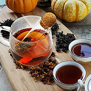 2 PCS Glass Tea Infuser, Glass Reusable Tea Strainer with Cork Lid Drinkware for Loose Tea, Tea Diffusers For Loose Tea