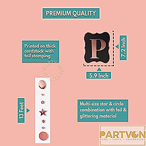 Rose Gold Happy Retirement Banner | Glitter Rose Gold Circle Dot Garland Twinkle Star Paper Hanging Bunting Banner Backdrop for Retirement Decorations | Luxurious Retirement Party Supplies for Women