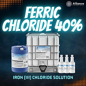 Ferric Chloride 40% - 1 Gallon - 128 FL Oz - Copper Etchant Solution - Uses: Water Treatment - Domestically Sourced Chemical - Made in America - Alliance Chemical