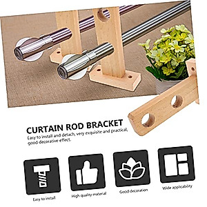 Alipis 3pcs Socket Curtain Ceiling Brackets Rod Hook Drapery Pole Hanger Bracket Wardrobe Bathroom Curtains Wood Hardware Support Shower Household Heavy Accessory Wooden End Hooks Clo