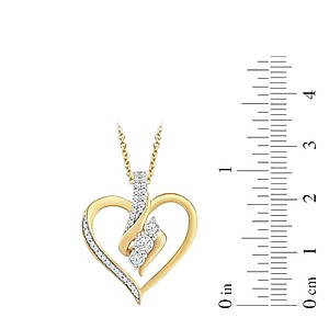 Amazon Essentials Womens 18K Yellow Gold over Sterling Silver Diamond Heart Pendant Necklace (1/4 cttw), 18" (previously Amazon Collection)