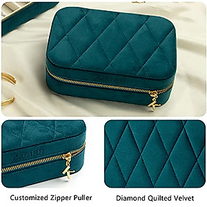 KAMIER Small Jewelry Boxes for Women | Velvet Jewelry Organizer Box for Earrings, Ring, Necklaces | Cute Jewelry Box for Women Men Girls(Peacock Blue)