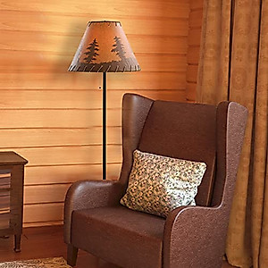 Catalina Lighting 58" Lodge Floor Lamp with Printed Pattern on Oil Paper Shade, Rope Stitched Trim and Pull Chain Switch