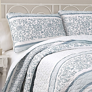 Lush Decor Quilt Set, King, Nisha 3 Piece, Blue
