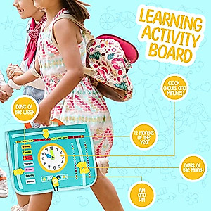 Montessori Busy Board for Toddlers with Buckles, Shoe Laces, Buttons, Zippers, Numbers & More - Sensory Board to Keep Kids Busy During Plane & Car Travel or in Waiting Rooms 001