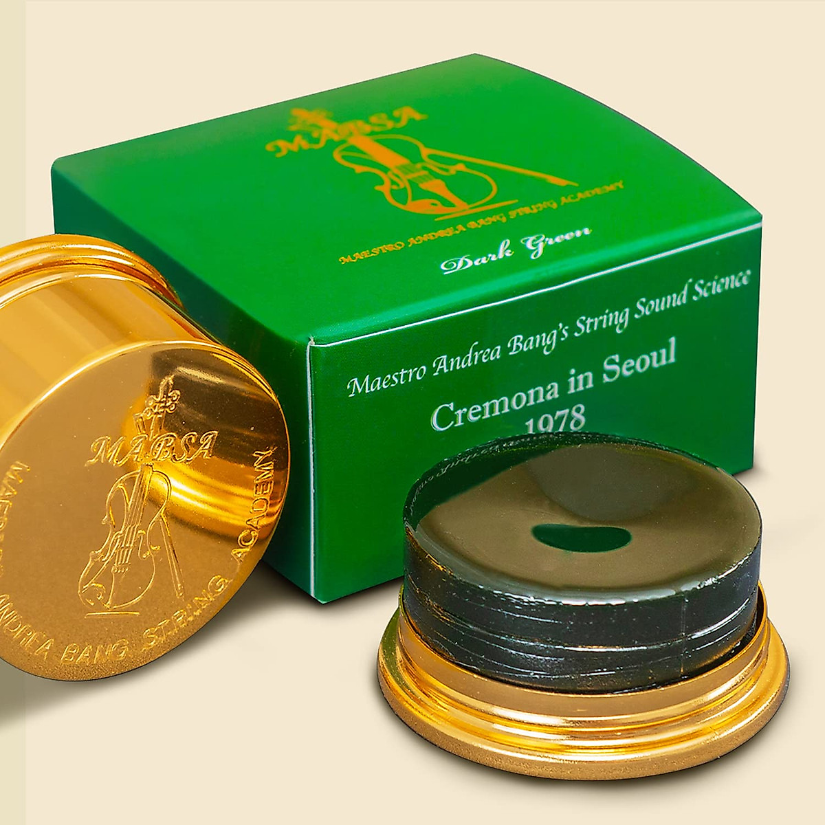 MABSA ROSIN Premium Grade Instrument Rosins for Violin, Viola, and Cello Bows - Excellent Grip - Natural Rosin for Musicians - Dark Green, Full Cake