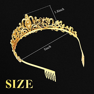 Tigeen 20 Pcs Crystal Tiara Crowns Princess Crown for Women Crown with Combs Rhinestone Princess Tiara Bride Crown for Birthday Party Bridal Wedding Prom Hair Accessories(Gold)