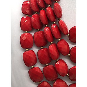 JHWZAIY 5 Layered Colorful Beaded Statement Chunky Necklaces For Women Fashion African Tribal Costume Jewelry Earring Set Multi Strand Bead Collar Choker Bib Handmade (5 layers red)