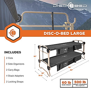 Disc-O-Bed Large, with 2 Side Organizers, Black