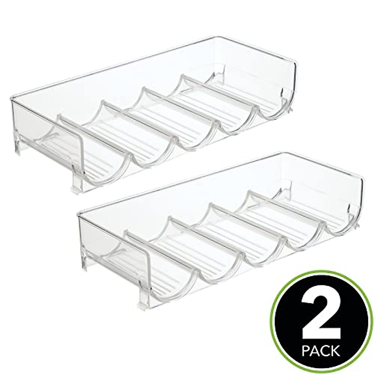 mDesign Plastic Free-Standing Water Bottle and Wine Rack Storage Organizer for Kitchen Countertops, Table Top, Pantry, Fridge - Stackable - Holds 5 Bottles Each, 2 Pack - Clear