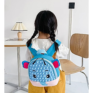 Pop It Lightweight Elephant School Backpack For Kids, Fidget Backpack for Kids, Kindergarten and Elemantary School (Blue)