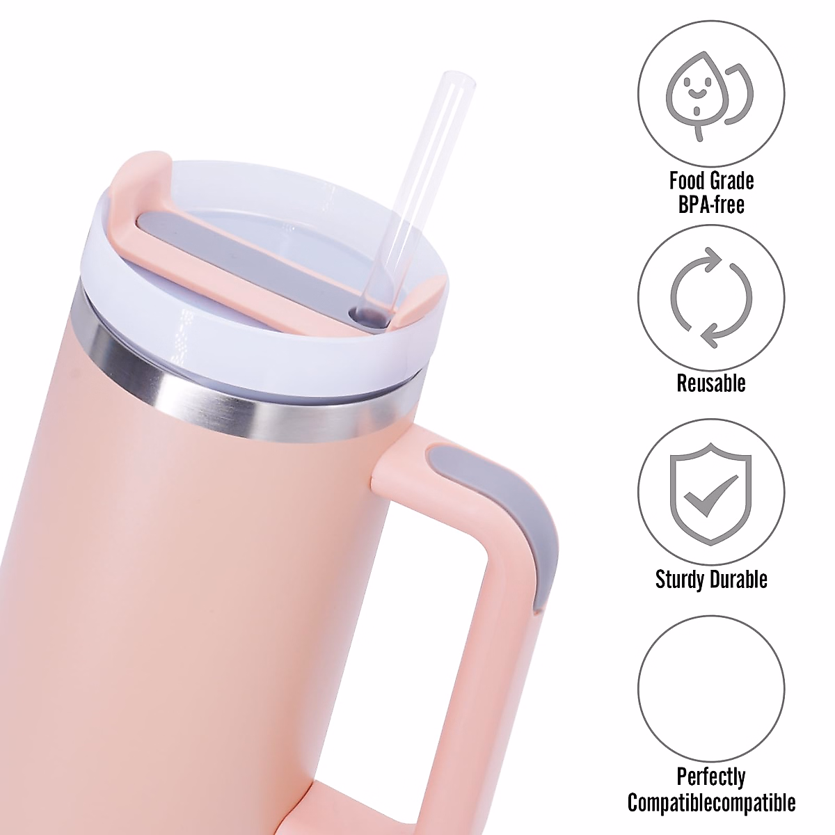 MLKSI Silicone Straw Replacement for Stanley Cup, 8 Pack Reusable Long Rubber Straw for Stanley Cup & Simple Modern Tumbler with Handle, Cup Straw for Stanley Quencher Cup Accessories