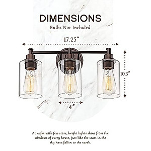 FEMILA 3-Light Vanity Light,Farmhouse Bathroom Light Fixtures,Metal Wall Sconce with Clear Glass Shade,Oil Rubbed Bronze Finish,4FYC56B-3W ORB