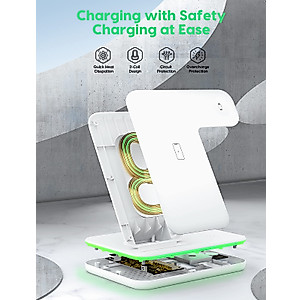 Wireless Charging Station, 2023 Upgraded 3 in 1 Wireless Charger Stand with Breathing Indicator Compatible with iPhone 14/13/12/11 Pro/XS, AirPods 3/2/1/pro 2, iWatch Series 8/7/6/5/4/3/Ultra