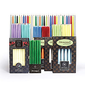 Organic CocoSoy Candles, Pack of 12 Purple Tapered Candles 10 inch Tall Coconut Soy Wax Tapers, Long Stem Dripless Smokeless Dinner Taper Candles for Home Decoration, Wedding, Parties, Ceremonies