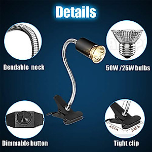 Horior Reptile UVA UVB Lamp for Turtle Lizard Basking Heat Light with 360° Clamp Dimmable Light for Reptile