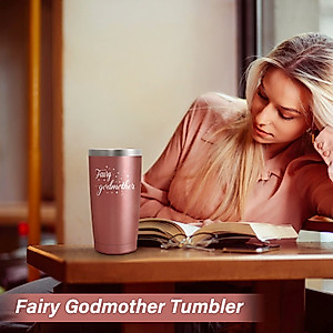 LiqCool Godmother Gift, Godmother Proposal Gift, Fairy Godmother 20 Oz Insulated Tumbler, Godmother Gifts from Godchild, God Mother Gifts for Women, Gifts for Godmother Birthday Christmas (Rose Gold)