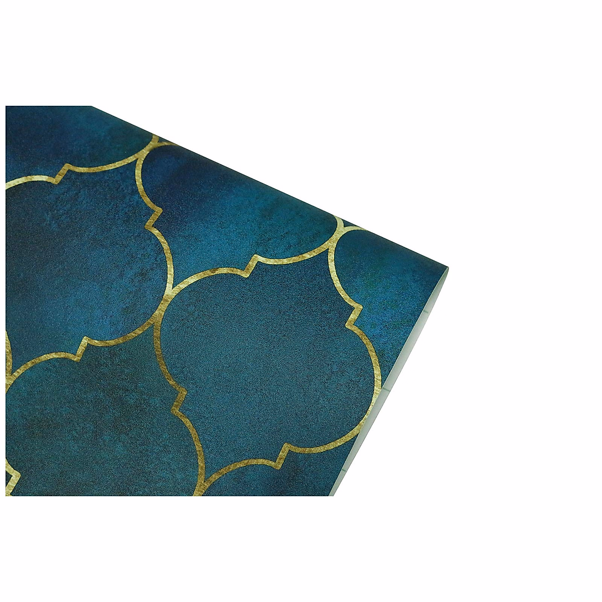 HAOKHOME 96034 Peel and Stick Wallpaper Graphic Trellis Emerald/Sapphire Blue/Gold Removable contactpaper for Home Bathroom Decorations 17.7in x 9.8ft