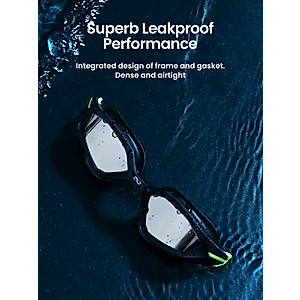 COPOZZ Men's Swim Goggles, Swimming Goggles Anti-fog No Leaking UV Protection for Adult men-Black(Mirrored)