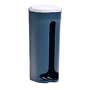 Grocery Bag Holder Wall Mount, Kitchen Adhesive Plastic Bags Dispenser Trash Bags Garbage Bags Organizer Hanging Over Cabinet Door(Blue)