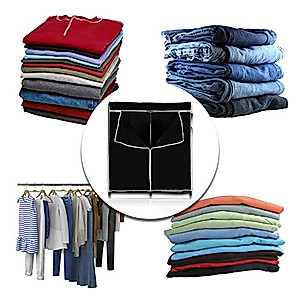 ATHome Lightweight, Durable, Sturdy, Dust and Moisture Proof, Easy Open T-Zipper, Portable Closet Wardrobe, 60 inches, Black