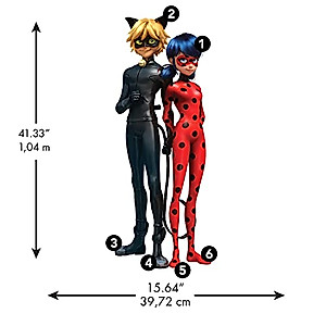 RoomMates RMK5332GM Miraculous Tales of Ladybug and Cat Noir Giant Peel and Stick Wall Decals, Multi