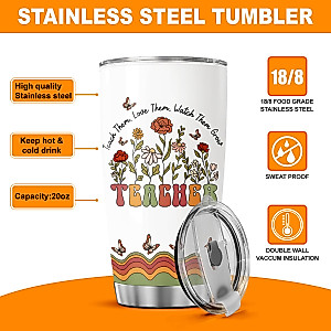 HUBUPU Tumblers Teachers Pack Coffee Women For Gift Music Cups Appreciation Stainless Steel, Teacher Gifts, Tumbler 20 Oz With Lid And Straw, Teacher Nutrition Facts