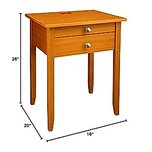 Casual Home Lucia USB Port-Honey Oak Nightstand