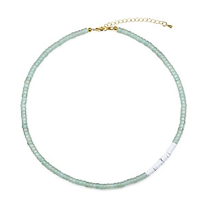 COAI Heishi Howlite Green Aventurine Stone Beaded Choker Necklace for Women